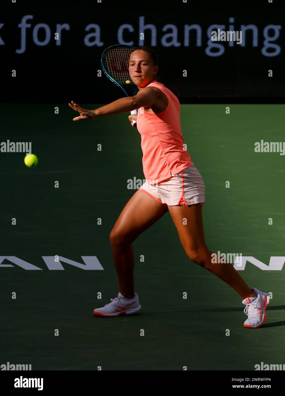 March 13, 2024 Diane Parry of France returns a shot against Maria ...