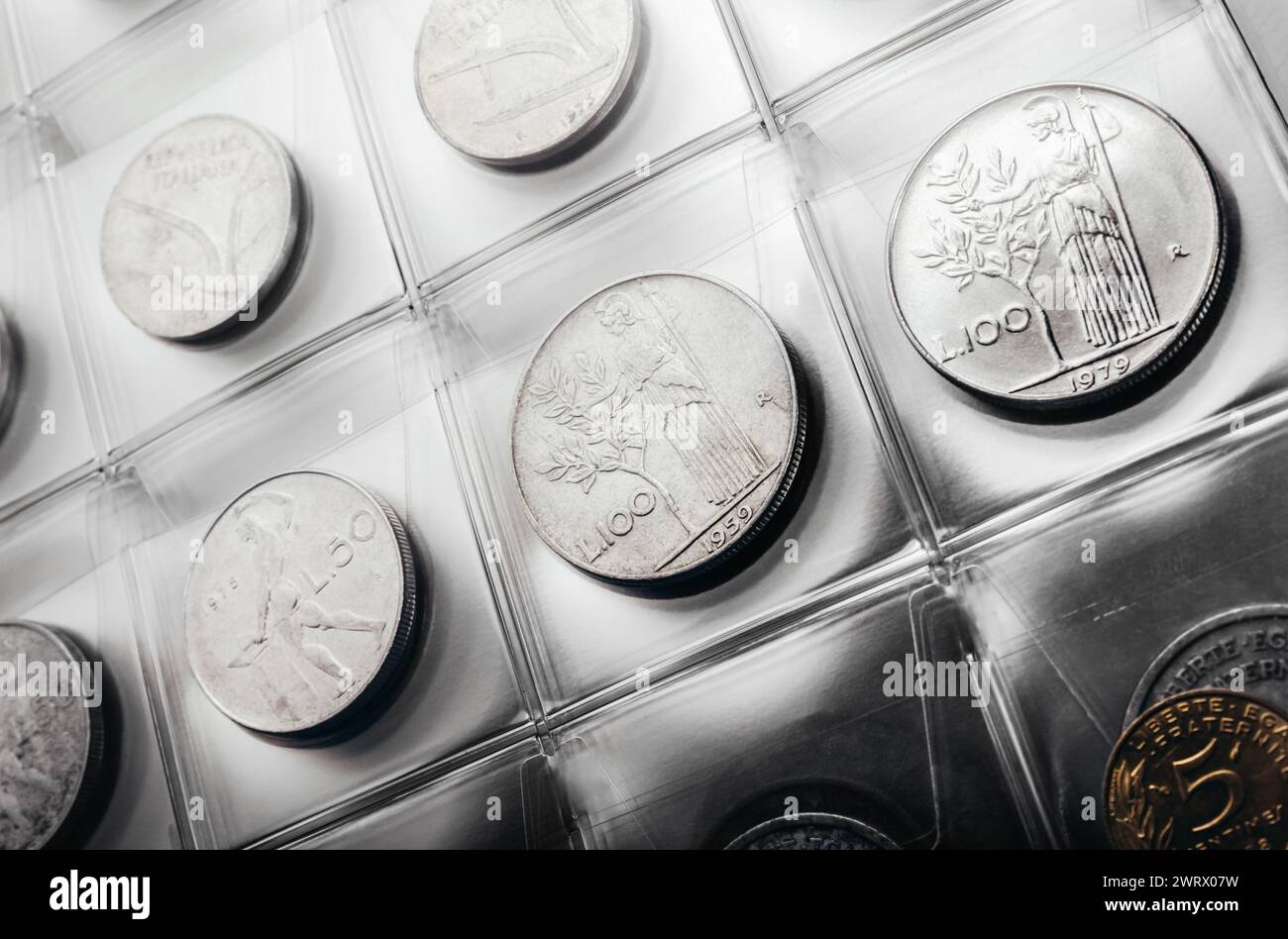 Photo of Italian old coins collection in plastic holder sheet Stock ...