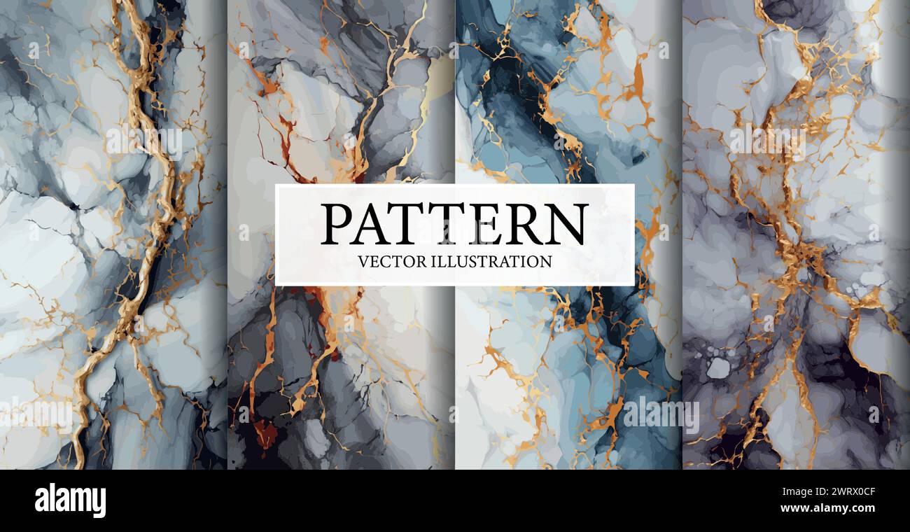 Set of 4 multi-colored marble textures, background templates - Vector ...