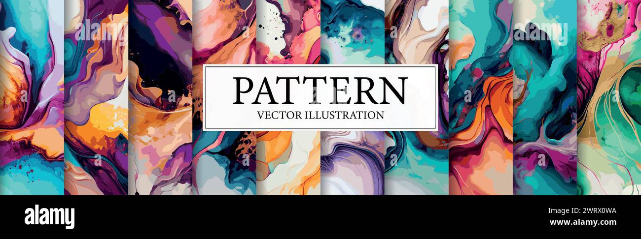 Set of 10 multi-colored marble textures, background templates - Vector ...