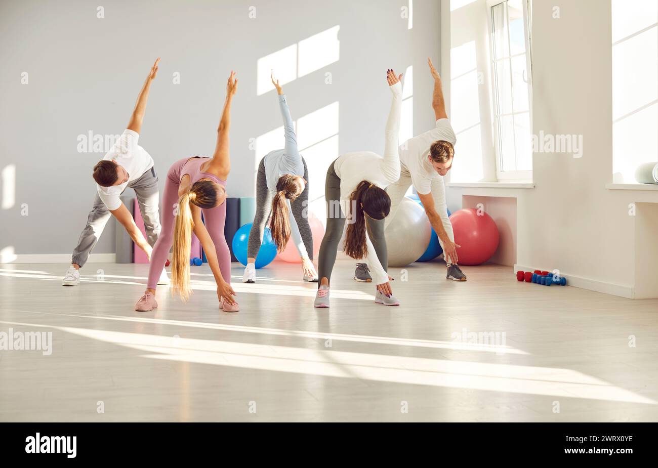 Fitness Team doing Exercise at the Gym Stock Photo - Alamy
