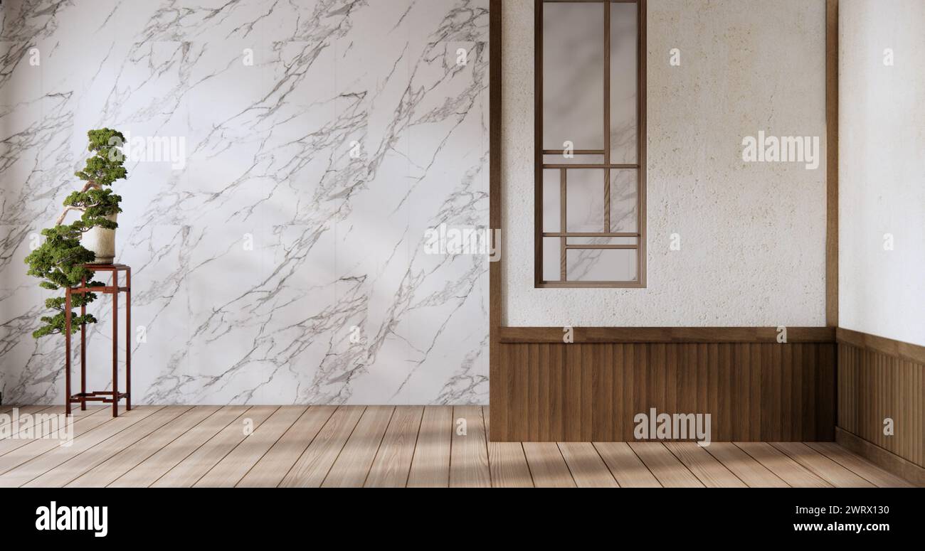 Minimalist Interior with wooden japan empty wall background mockup ...