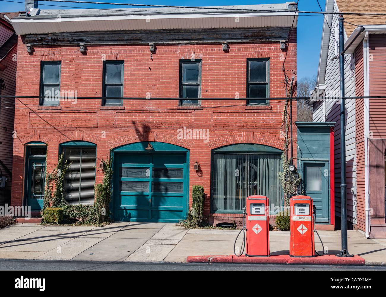 Historic Gas Pumps and Prices, Coaldale Pennsylvania USA Stock Photo ...