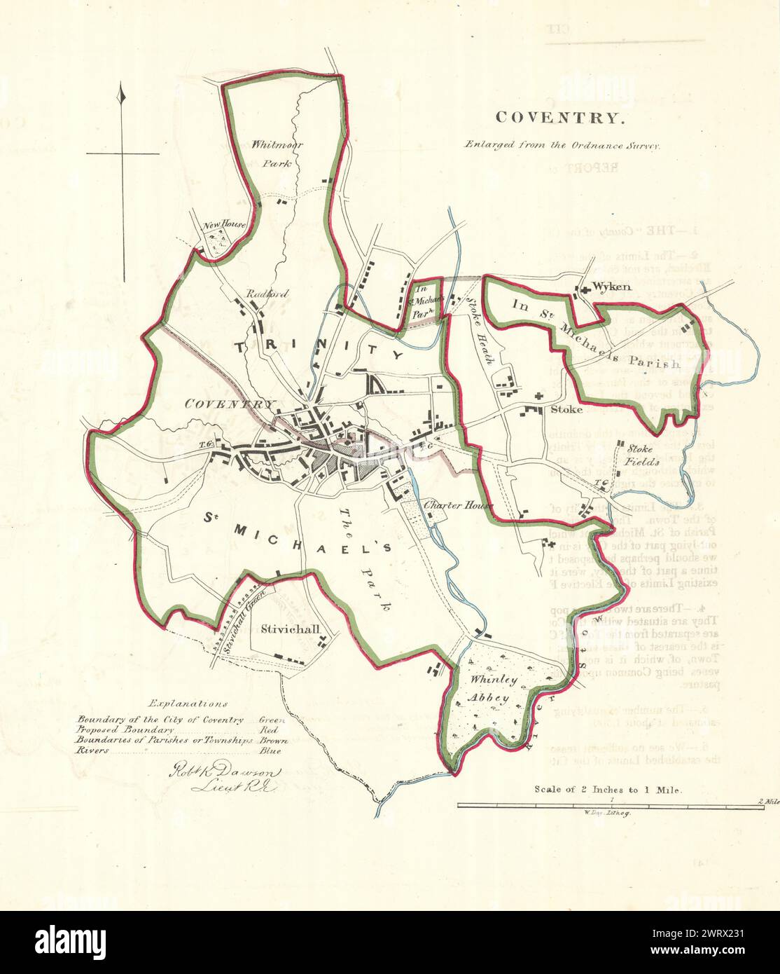 COVENTRY borough/town/city plan. REFORM ACT. DAWSON 1832 old antique ...