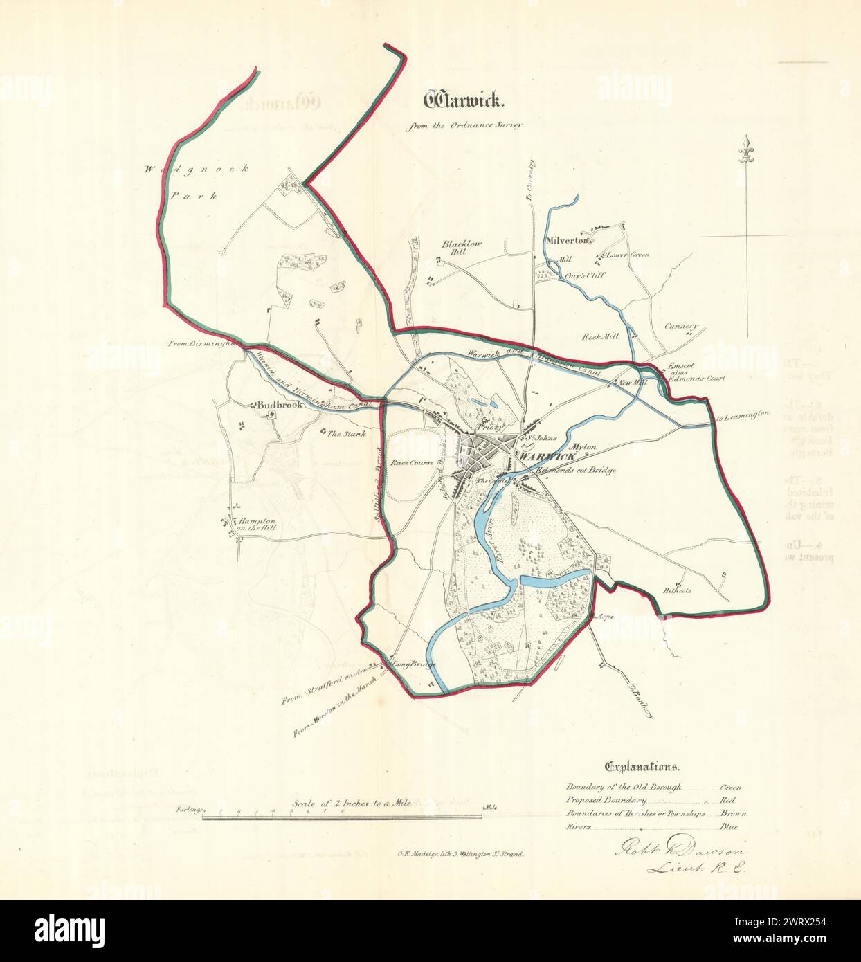WARWICK borough/town plan. REFORM ACT. Budbrooke Milverton. DAWSON 1832 ...