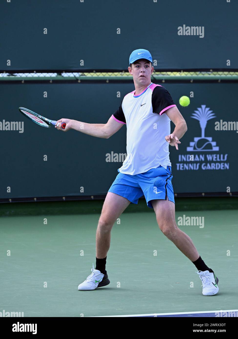 INDIAN WELLS, CA - MARCH 14: Jagger Leach (USA) gets ready to hit the ...