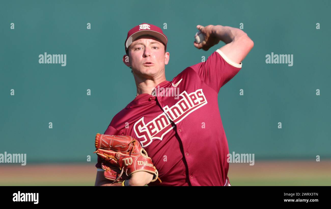 Florida State pitcher Hudson Rowan (46) warms up before an NCAA ...