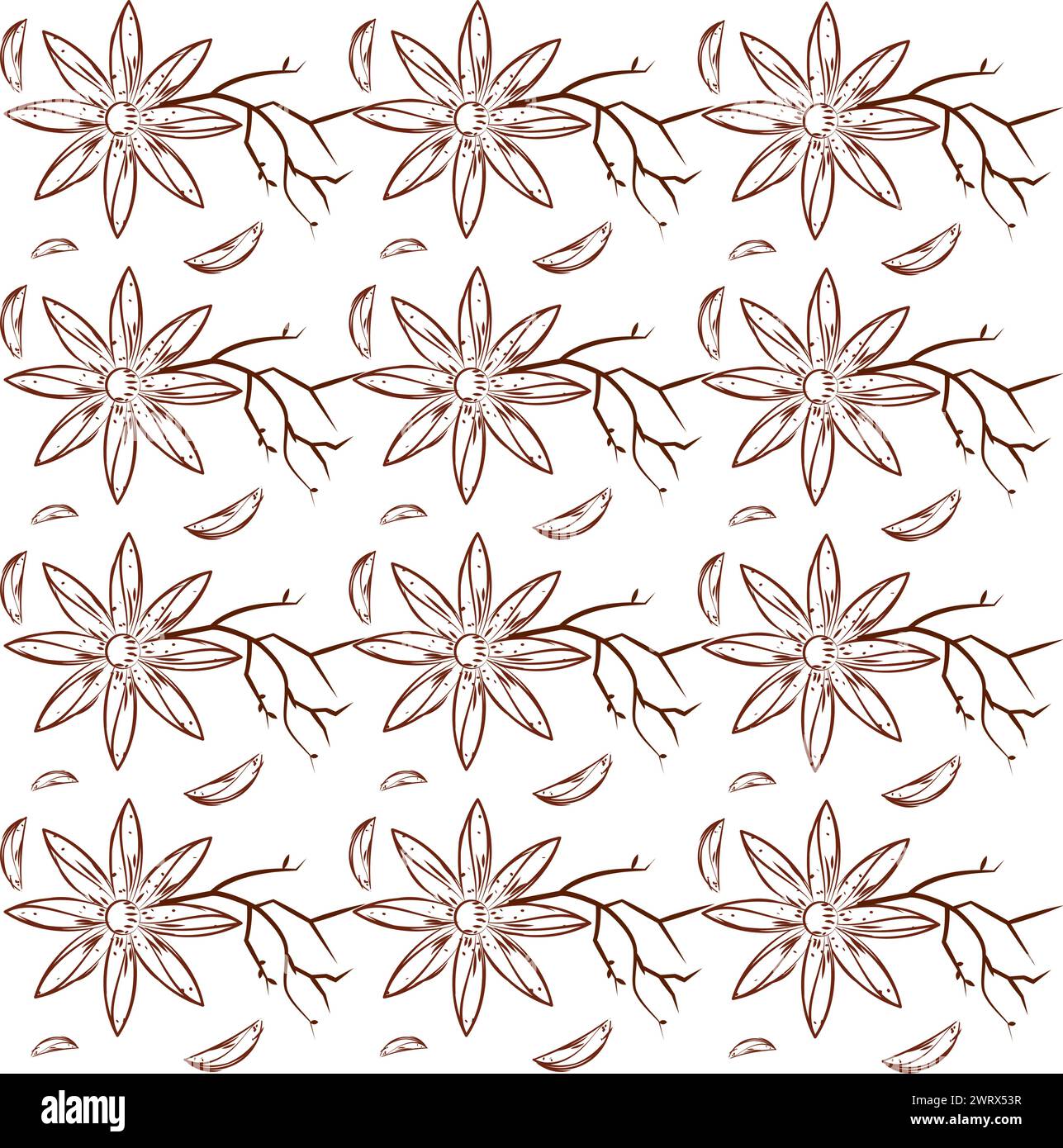 Flowers sketch pattern background Wallpaper Vector Stock Vector Image ...