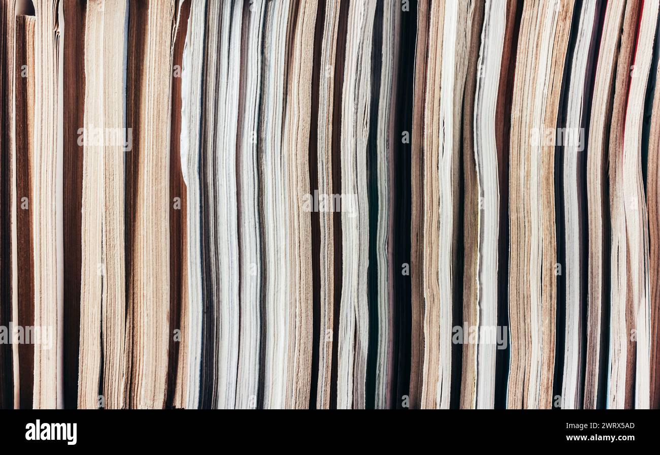 Photo of old antique magazines row pattern. Close up view Stock Photo ...