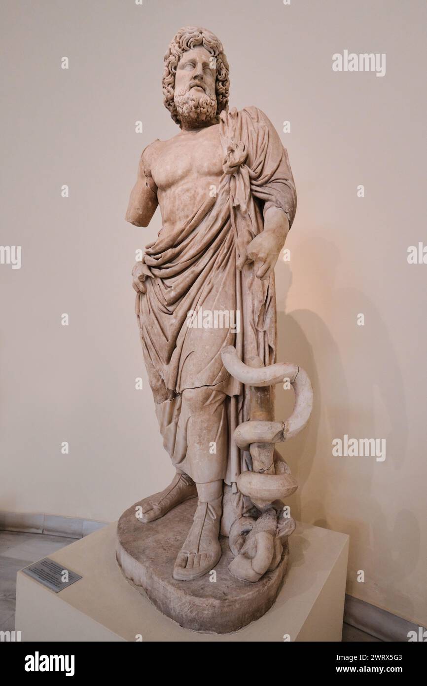 Athens, Greece - March 03, 2024: Ancient statue of Asklepios, National ...