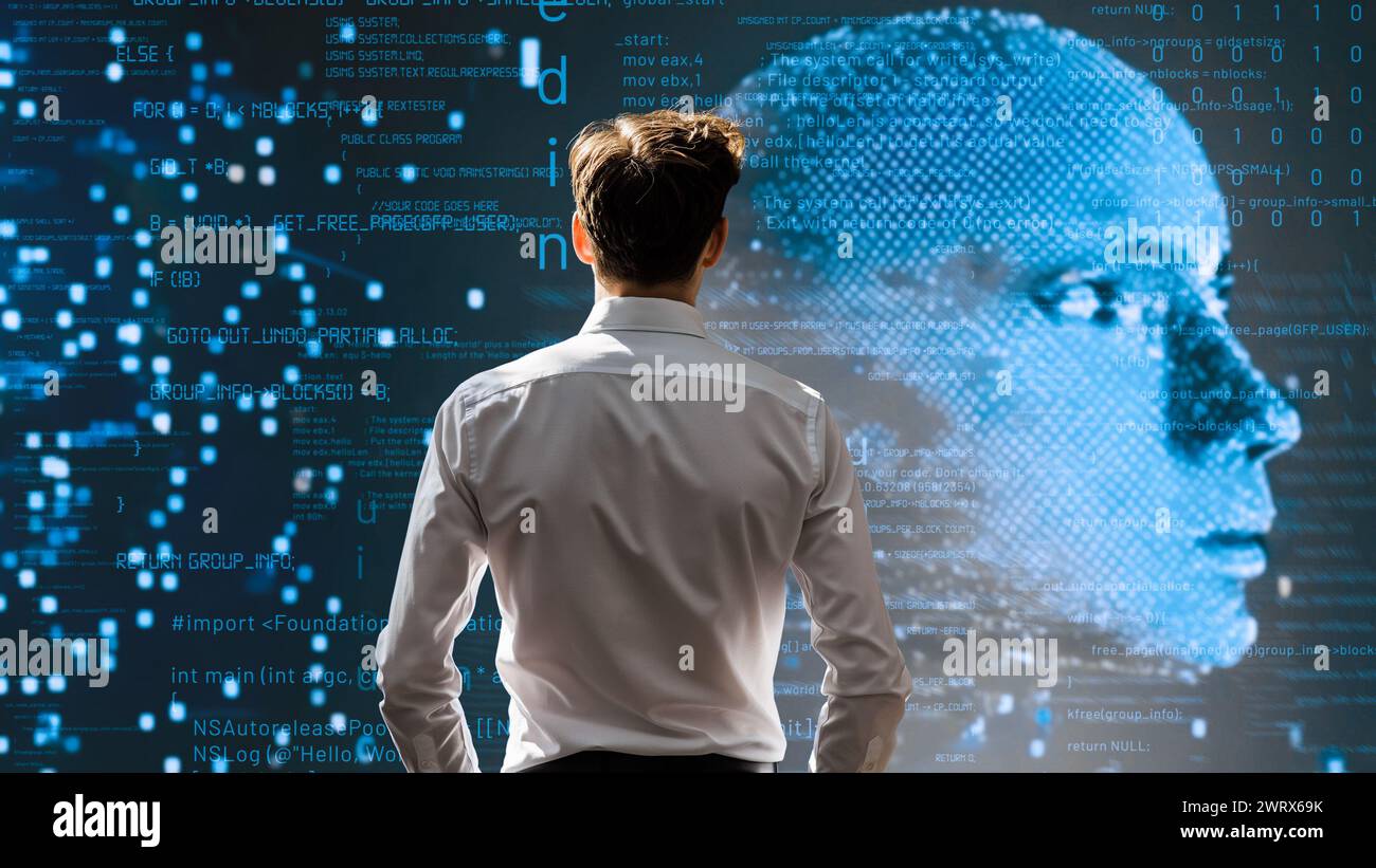 Young Male Programmer Engaged in AI Engineering: Analyzing Software Through LISP Open Bot ...