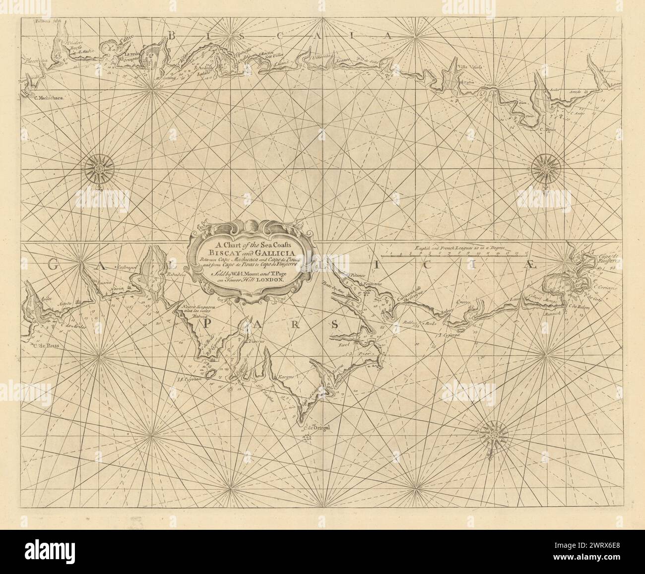 Chart of the Sea Coasts Biscay & Gallicia [Galicia]. Spain MOUNT & PAGE ...