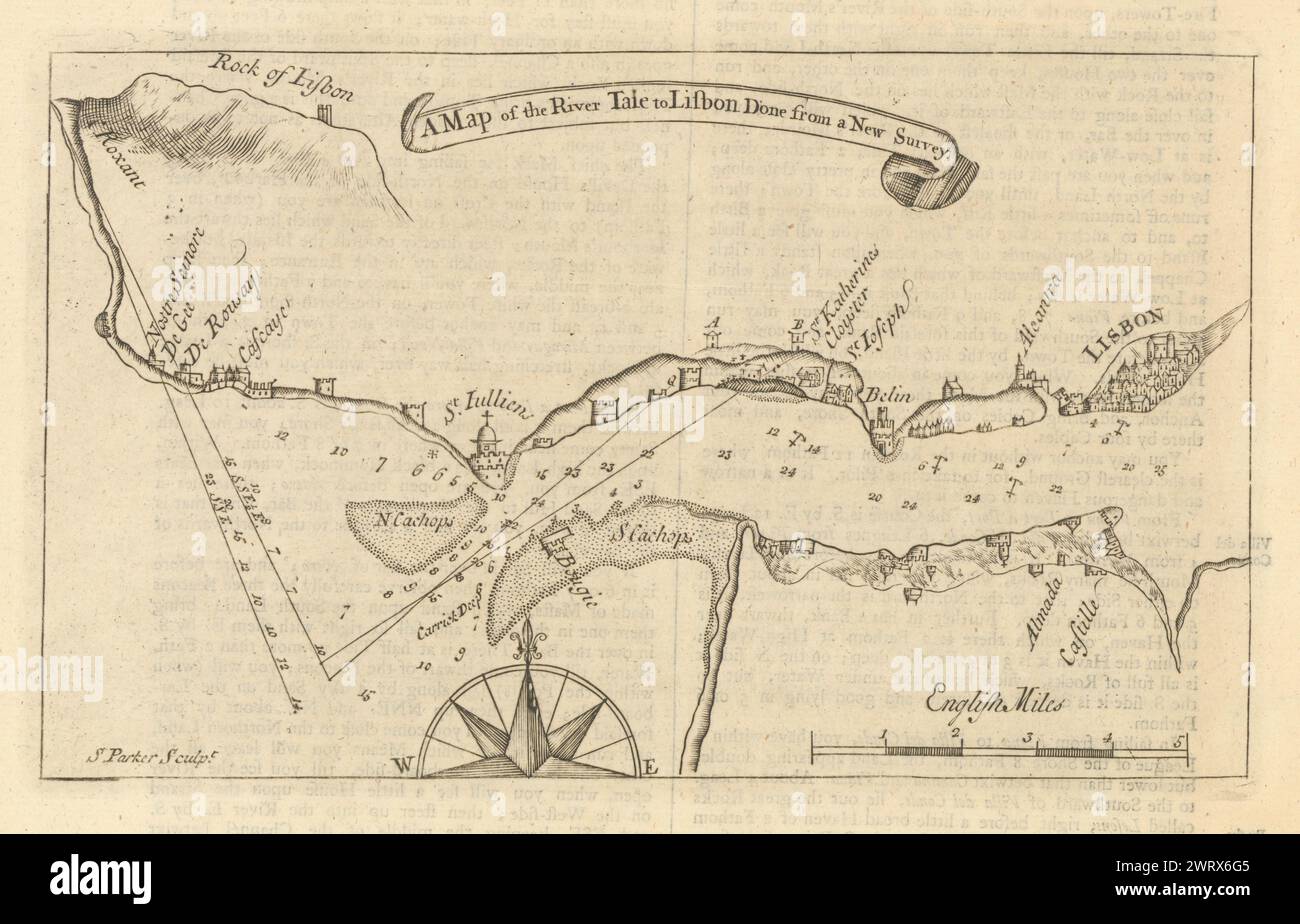 "A map of the River Tale to Lisbon…". Tagus Estuary. MOUNT & PAGE sea ...