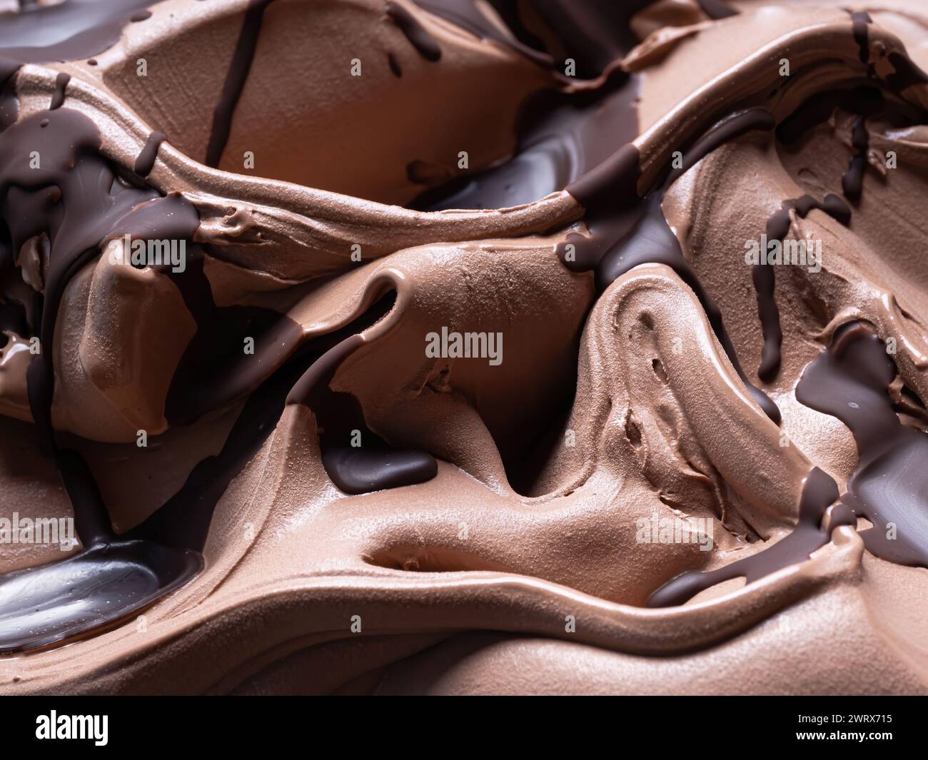 Chocolate flavour gelato - full frame detail. Close up of a brown ...