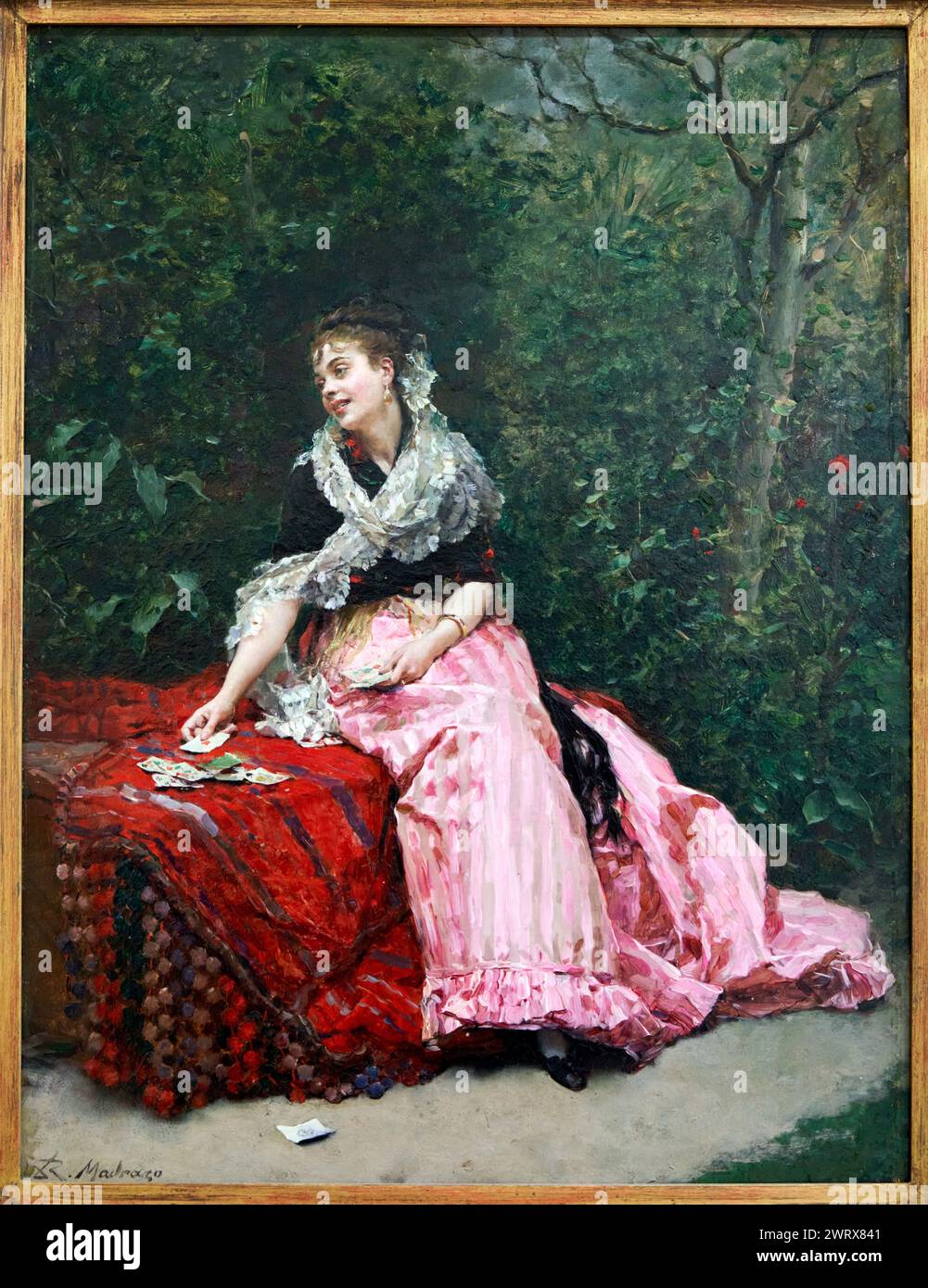 Raimundo de Madrazo, (Rome, 1841 - Versailles, 1920), Aline laying out ...