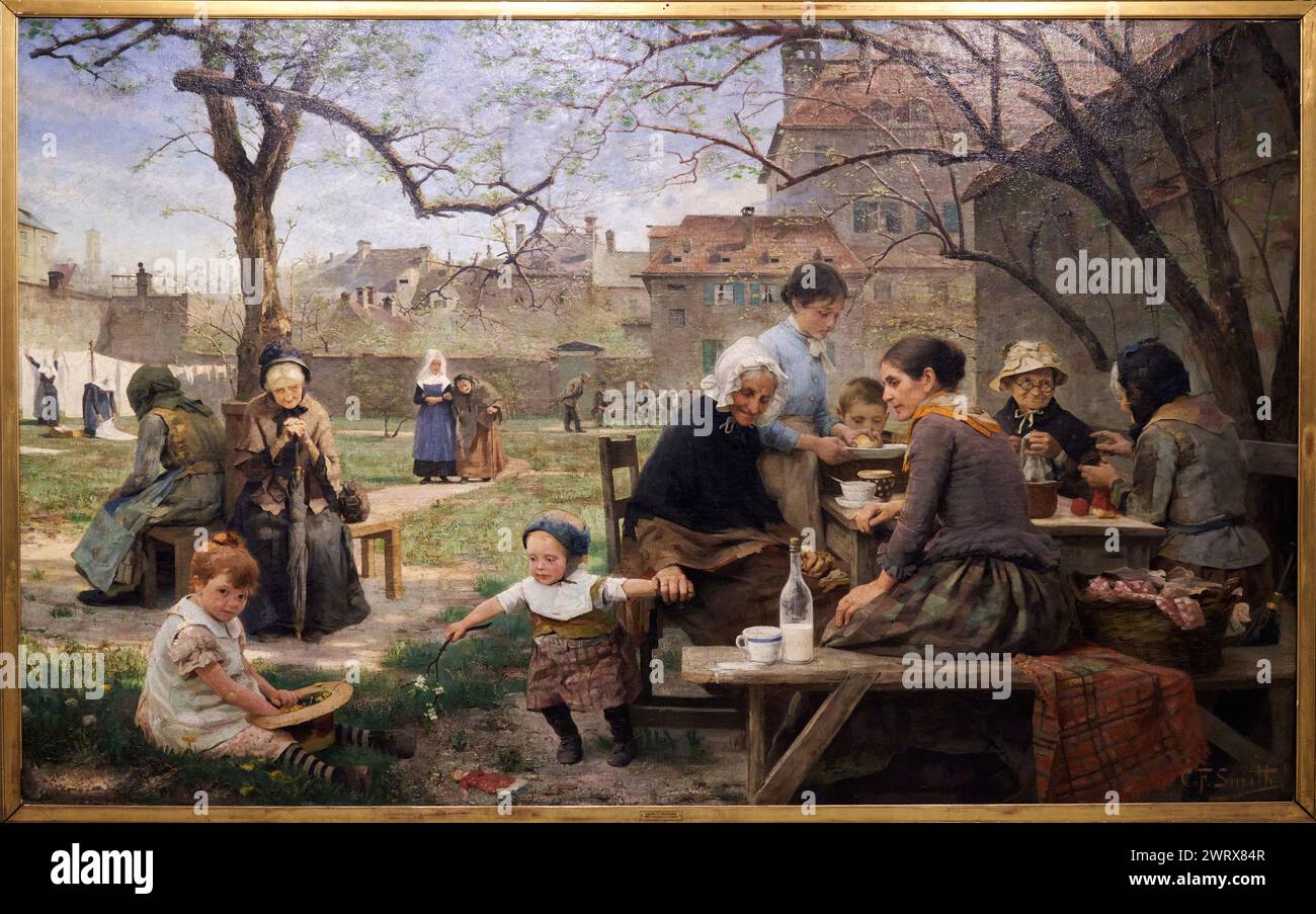 Carl Frithjof Smith, (Oslo, 1859 - Weimar, 1917), The hospital garden ...