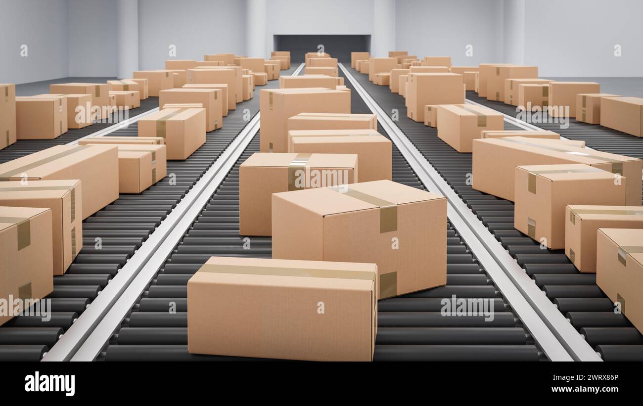 Conveyor belt boxes hi-res stock photography and images - Alamy