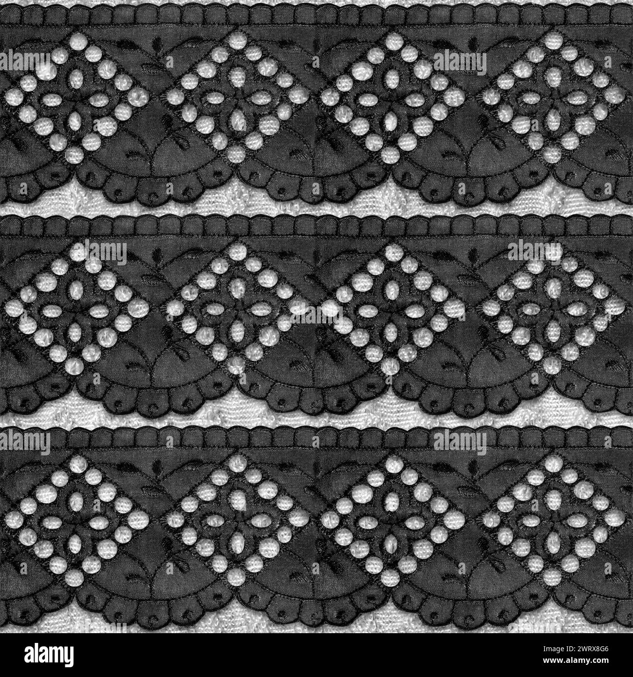 Seamless texture photo of black colored floral lace pattern on white ...