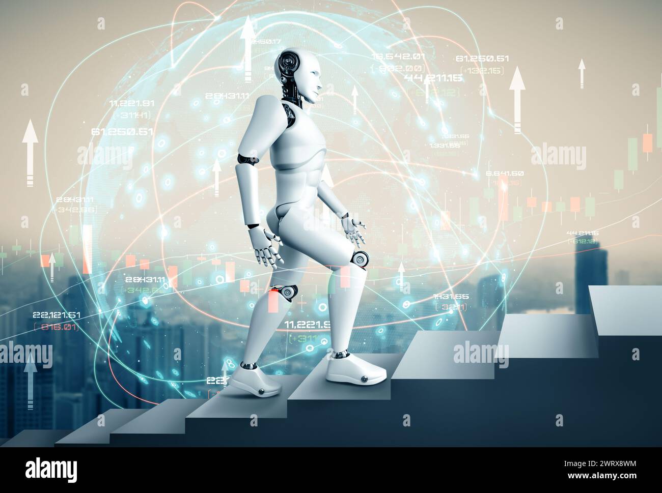 XAI 3d illustration Future financial technology controlled by AI robot ...