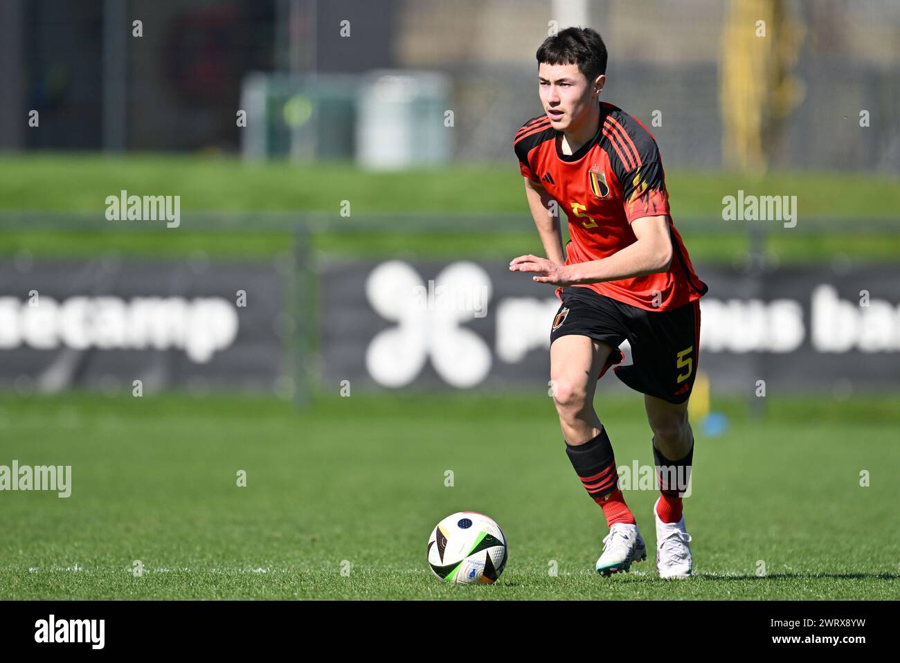 Tubize, Belgium. 14th Mar, 2024. Lucca Darcon (5) of Belgium pictured ... Tubize, Belgium. 14th Mar, 2024. Lucca Darcon (5) of Belgium pictured ...
