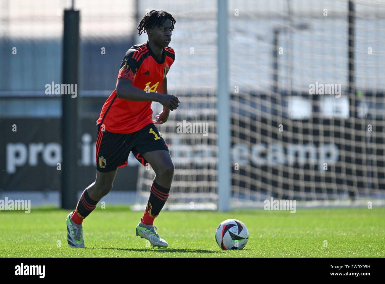 Ange-Gabriel Kokora (14) of Belgium pictured during a friendly soccer ...