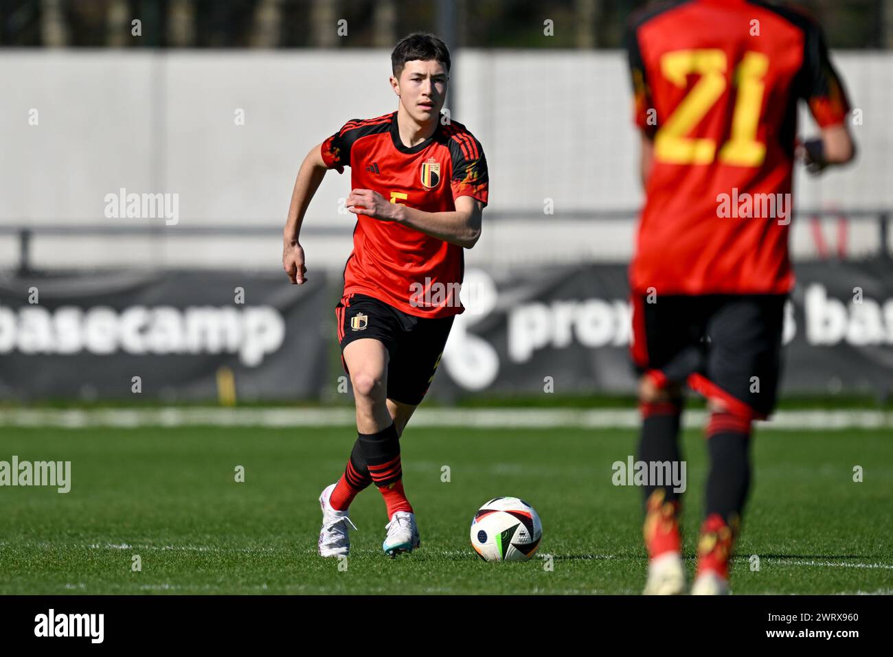 Lucca Darcon (5) of Belgium pictured during a friendly soccer game ...
