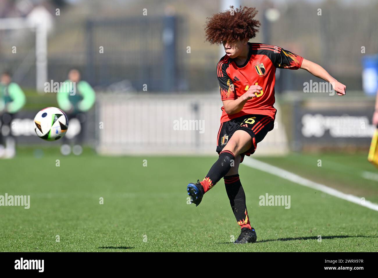 Tubize, Belgium. 14th Mar, 2024. Aaron Ibrahim (16) of Belgium pictured ... Tubize, Belgium. 14th Mar, 2024. Aaron Ibrahim (16) of Belgium pictured ...