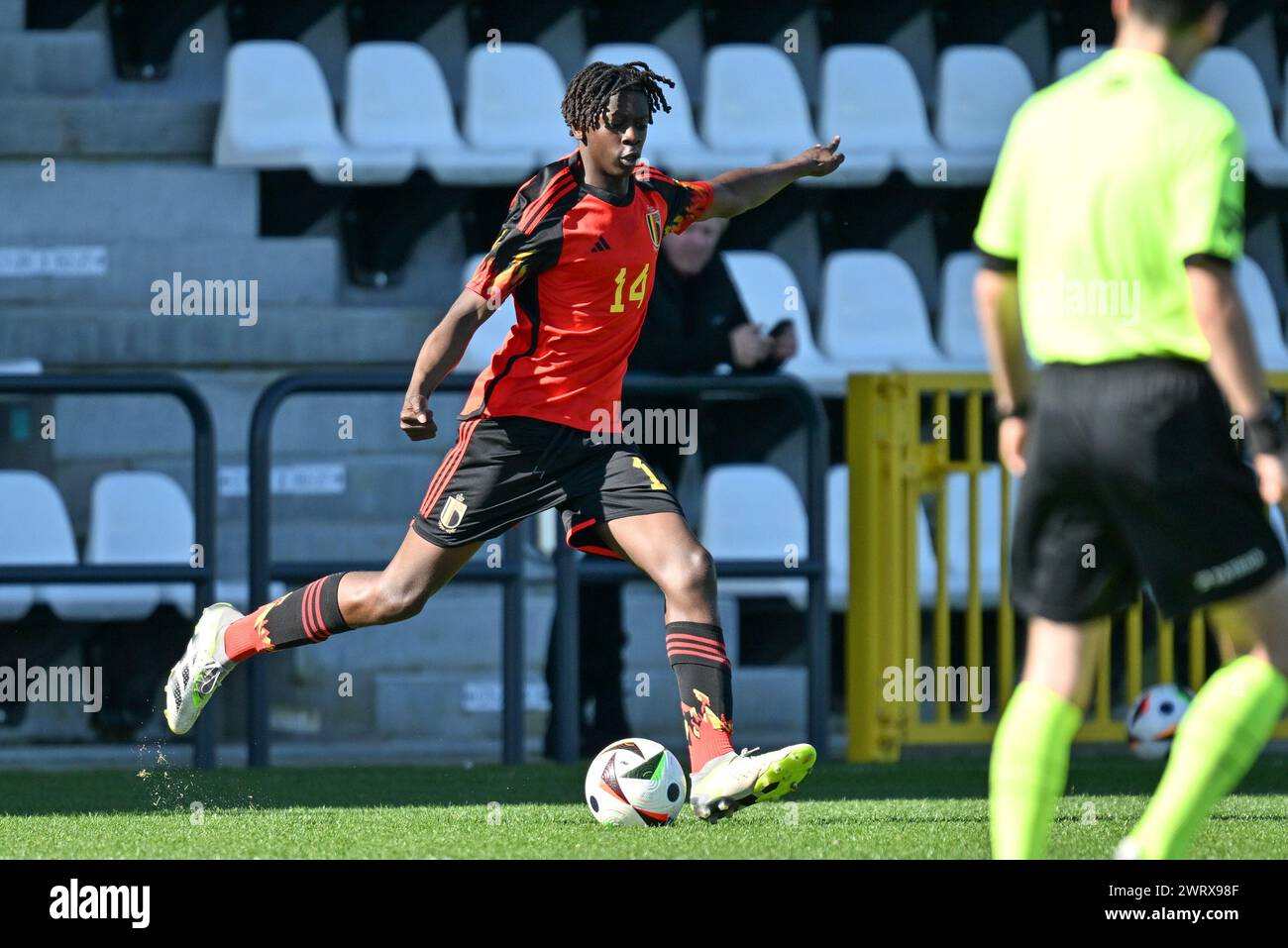 Ange-Gabriel Kokora (14) of Belgium pictured during a friendly soccer ...