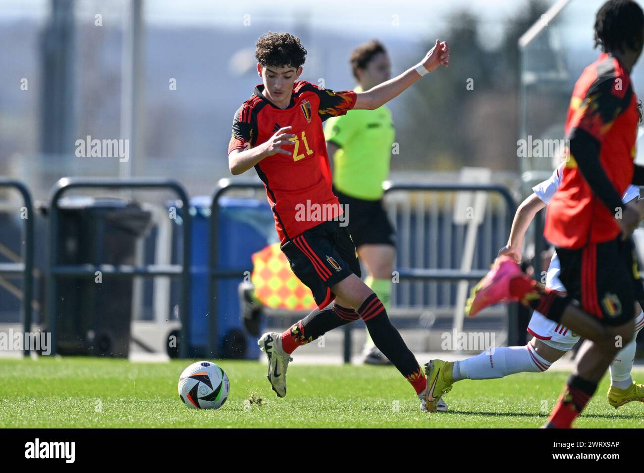 Tubize, Belgium. 14th Mar, 2024. Youssef Hamdaoui (21) of Belgium ... Tubize, Belgium. 14th Mar, 2024. Youssef Hamdaoui (21) of Belgium ...