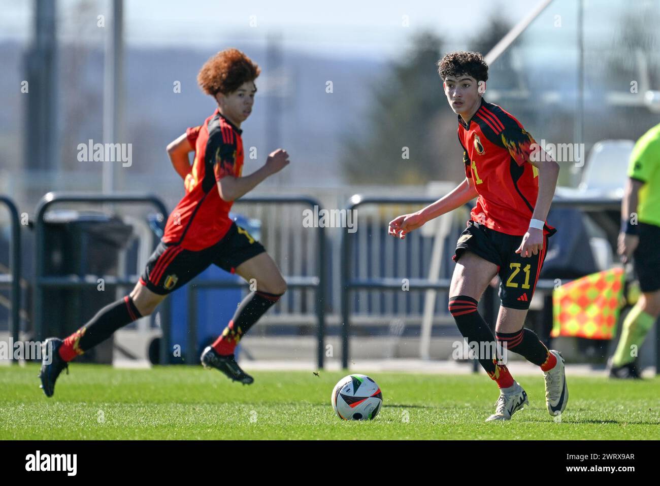 Tubize, Belgium. 14th Mar, 2024. Youssef Hamdaoui (21) of Belgium ... Tubize, Belgium. 14th Mar, 2024. Youssef Hamdaoui (21) of Belgium ...