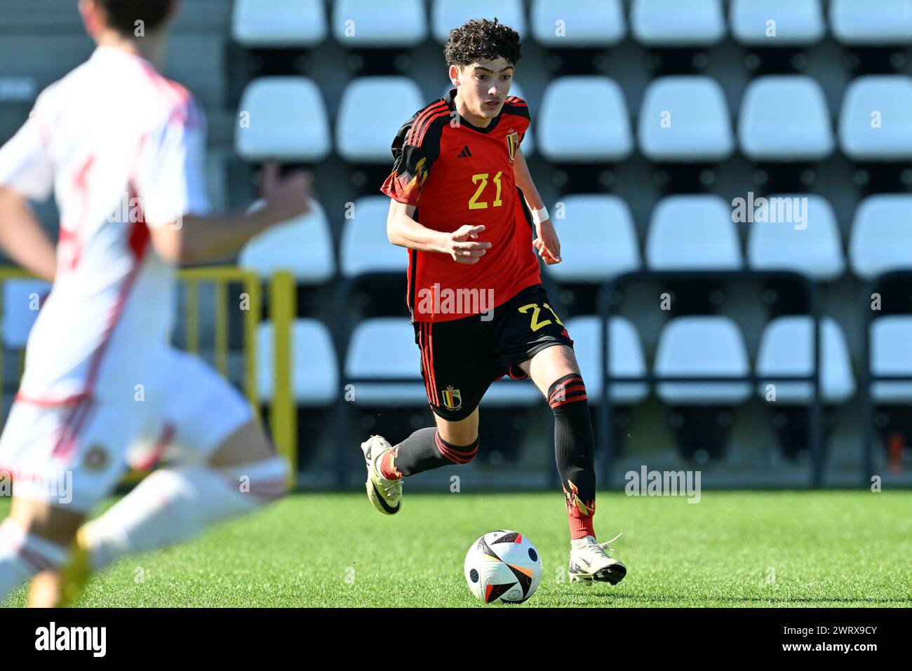 Tubize, Belgium. 14th Mar, 2024. Youssef Hamdaoui (21) of Belgium ... Tubize, Belgium. 14th Mar, 2024. Youssef Hamdaoui (21) of Belgium ...