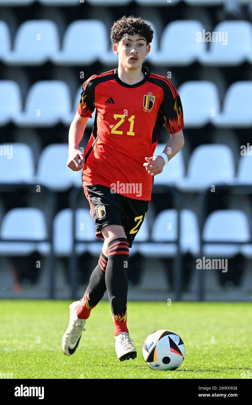 Tubize, Belgium. 14th Mar, 2024. Youssef Hamdaoui (21) of Belgium ... Tubize, Belgium. 14th Mar, 2024. Youssef Hamdaoui (21) of Belgium ...