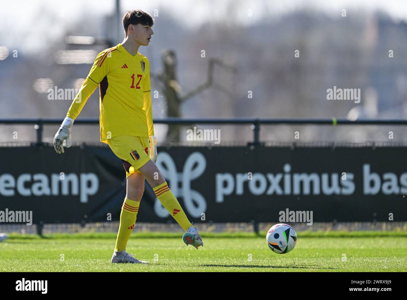 Tubize, Belgium. 14th Mar, 2024. Bas Evers (12) of Belgium pictured ...