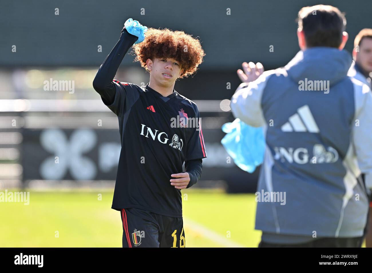 Tubize, Belgium. 14th Mar, 2024. Aaron Ibrahim (16) of Belgium pictured ... Tubize, Belgium. 14th Mar, 2024. Aaron Ibrahim (16) of Belgium pictured ...