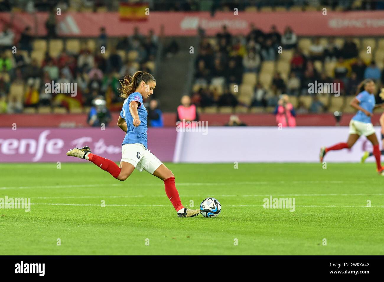 Maëlle Lakrar (2) of France pictured during a female football game ...
