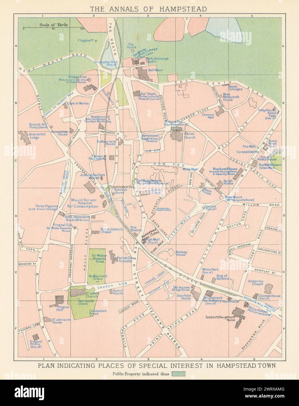 Hampstead Town - Plan indicating places of special interest 1912 old ...