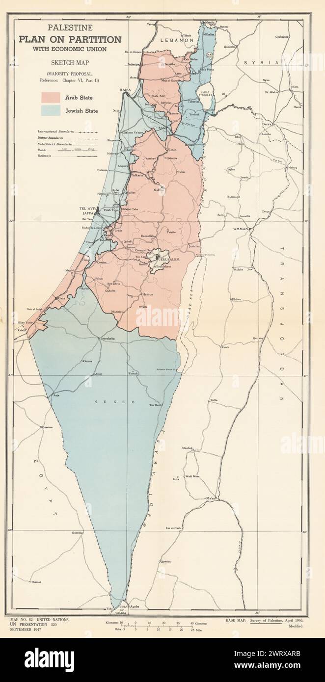 Palestine map 1946 hi-res stock photography and images - Alamy