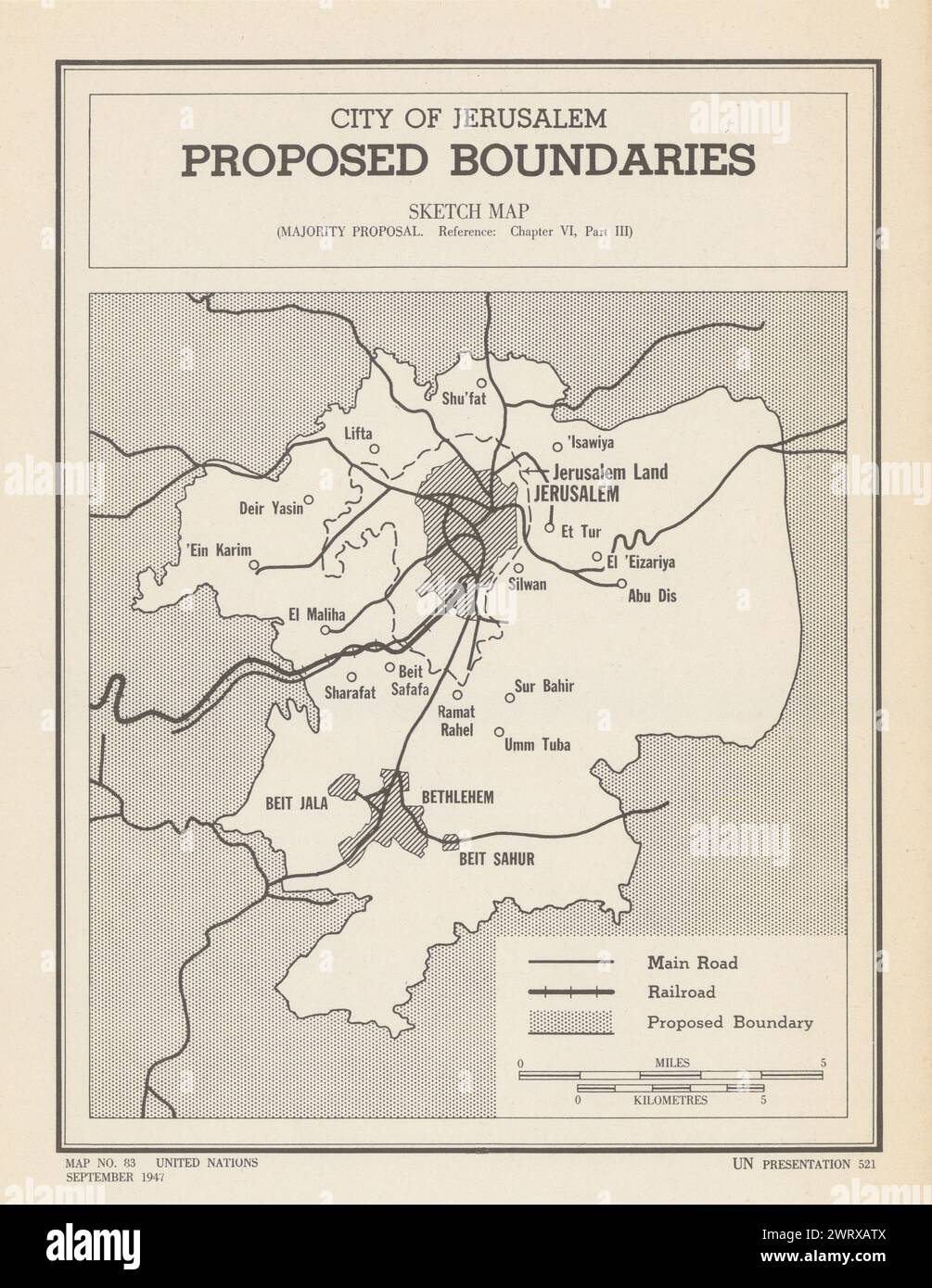 City of Jerusalem Proposed Boundaries. United Nations UNSCOP. Israel ...
