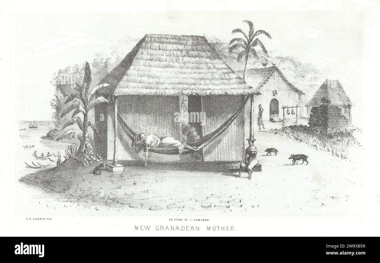 'New Granadean mother', Panama, lithograph by George Cooper 1853 old ...
