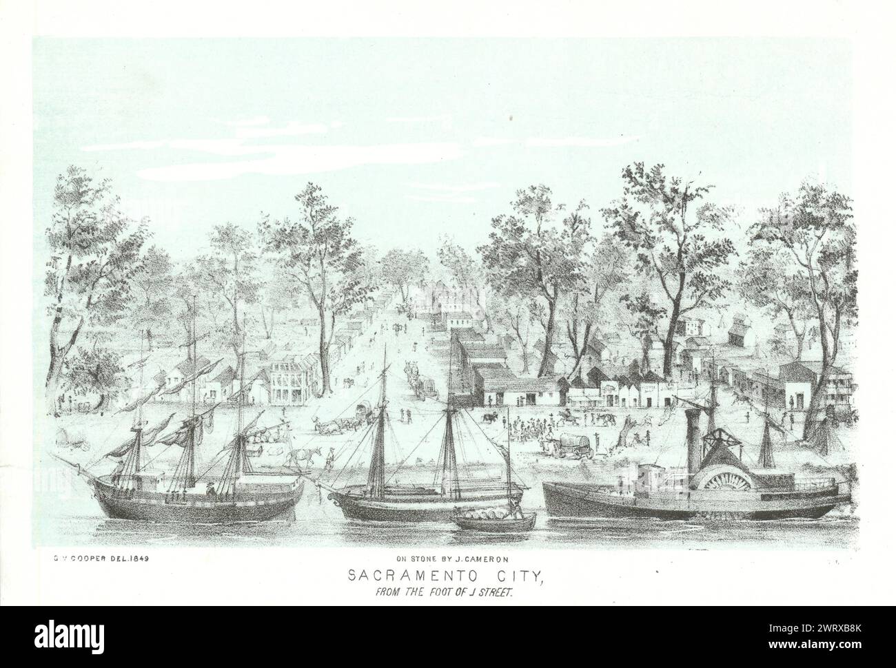 'Sacramento City, from the foot of J Street', California gold rush ...