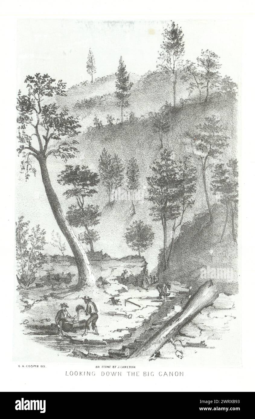 'Looking down the Big Canon', California gold rush. George Cooper litho ...