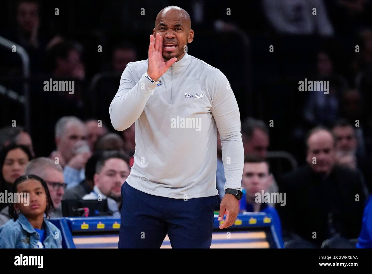 Seton Hall head coach Shaheen Holloway calls out to his team during the ...