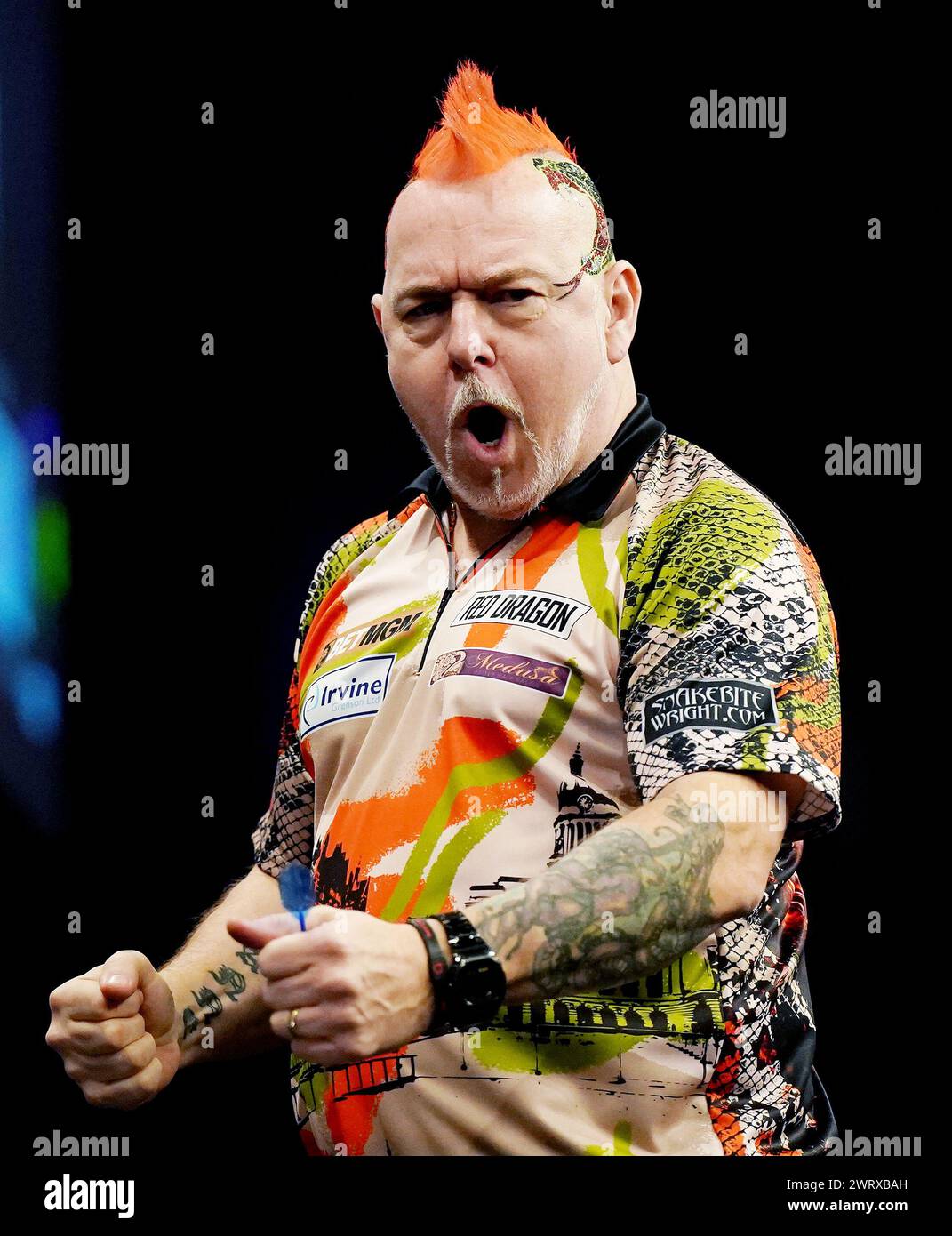 Peter Wright reacts during their match against Gerwyn Price (not ...