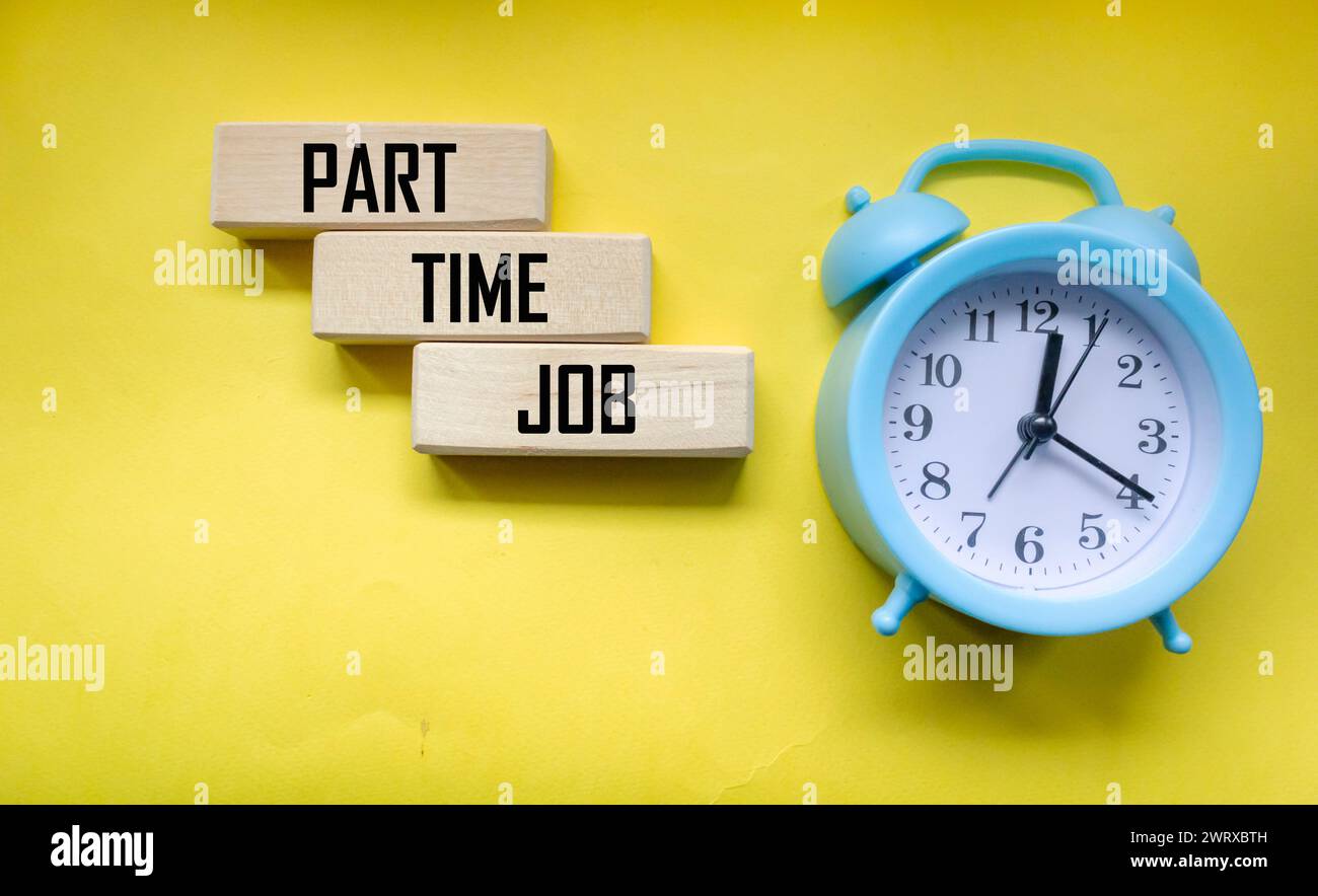WORK PART OF THE TIME - words on wooden blocks and on a yellow ...