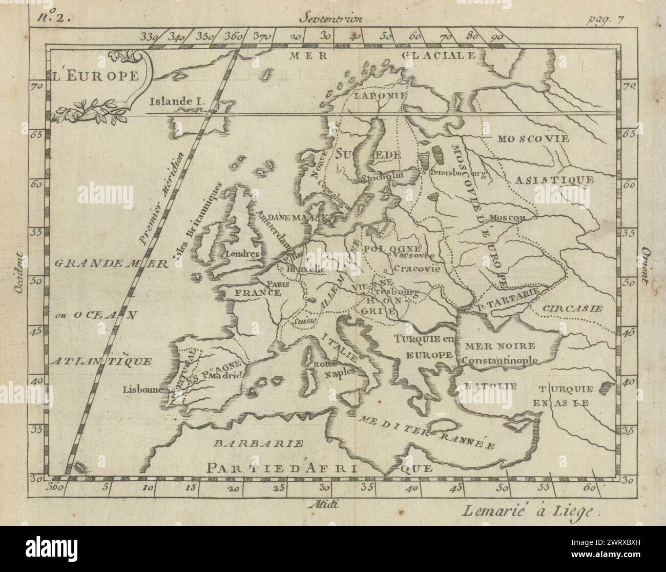 L'Europe. Ferro/El Hierro Meridien. BUFFIER c1818 old antique map plan ...
