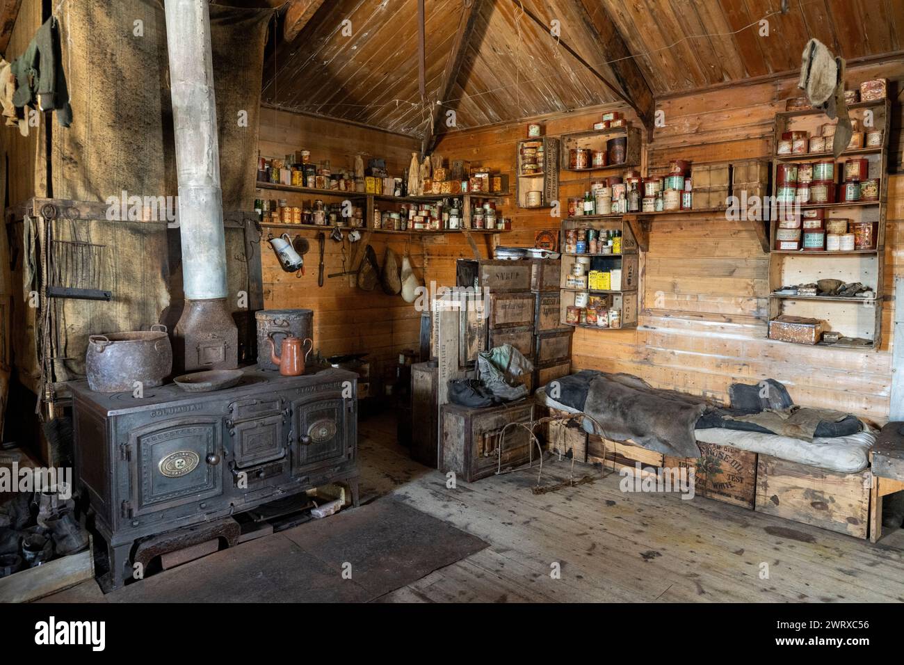 Antarctica, Ross Sea, Ross Island, Cape Royds. Shackleton's Hut, used ...