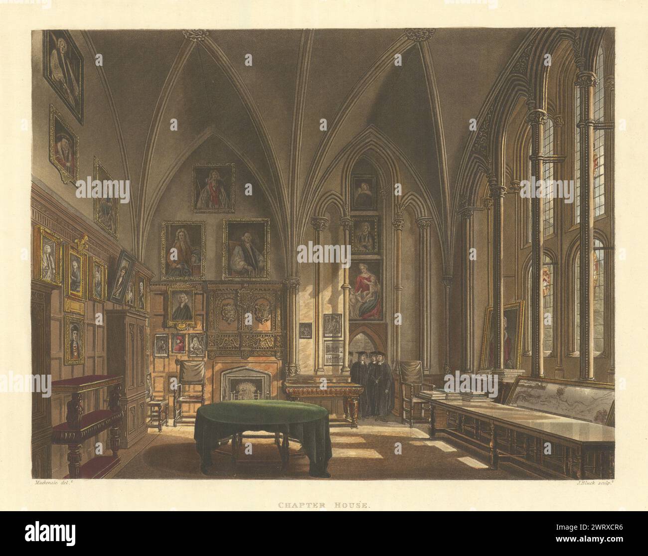 Chapter-House, Christ Church. Ackermann's Oxford University 1814 old ...
