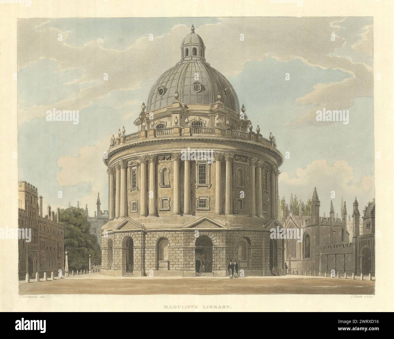 Radcliffe Library. Ackermann's Oxford University 1814 old antique print ...