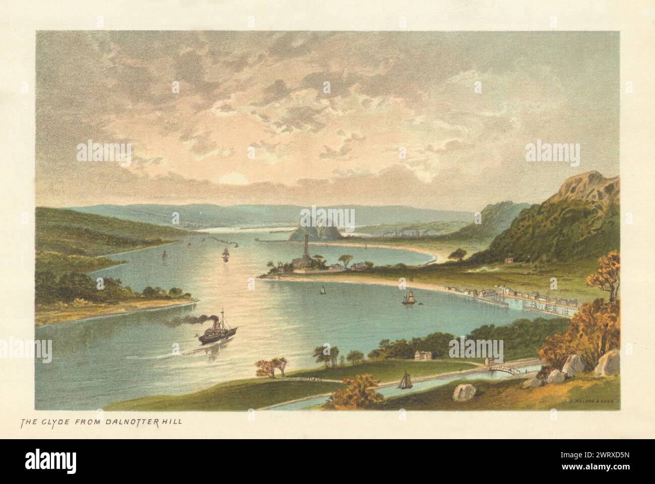 The Clyde from Dalnotter Hill. Scotland antique chromolithograph 1891 ...
