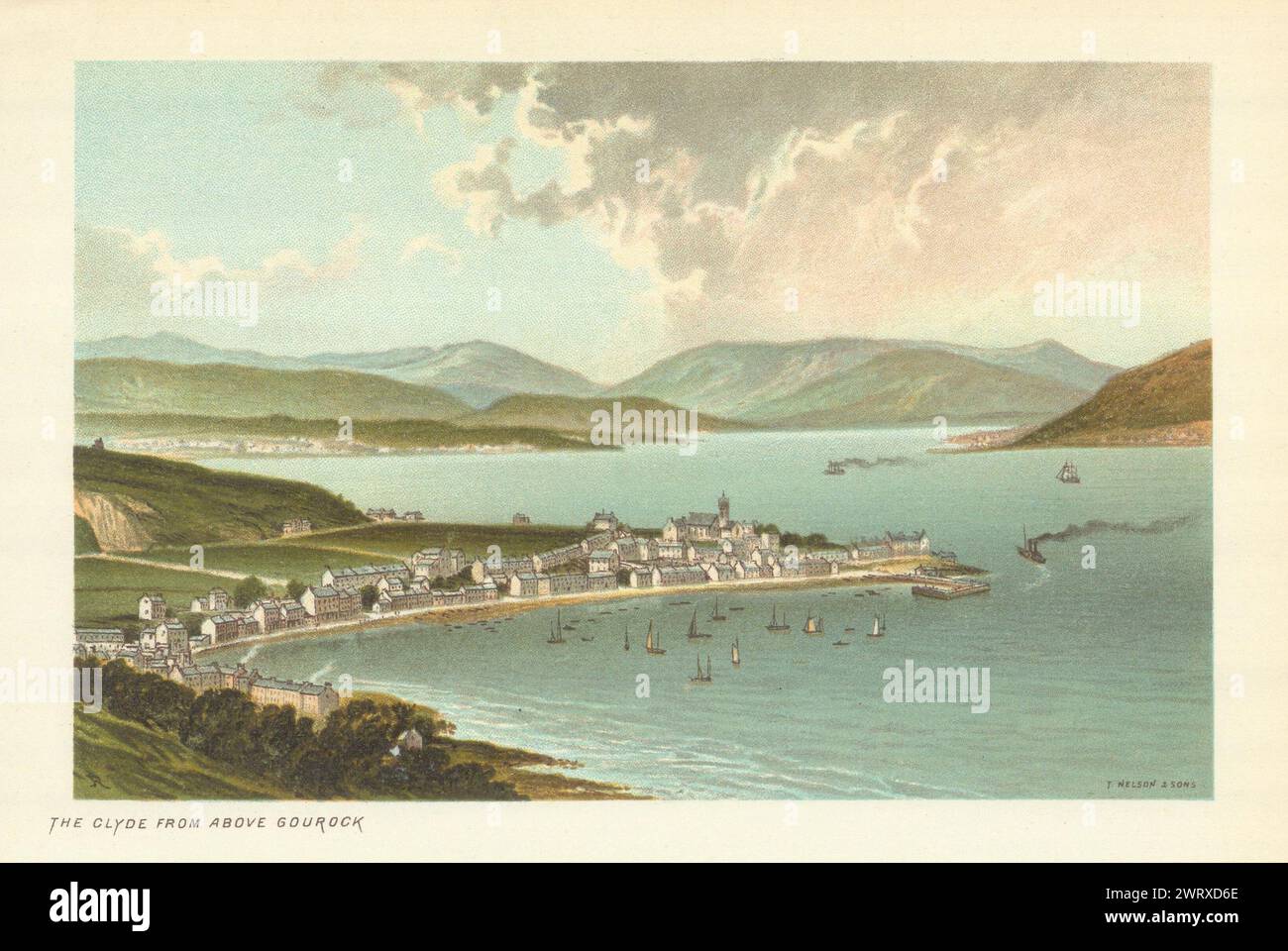 The Clyde from above Gourock. Scotland antique chromolithograph 1891 ...